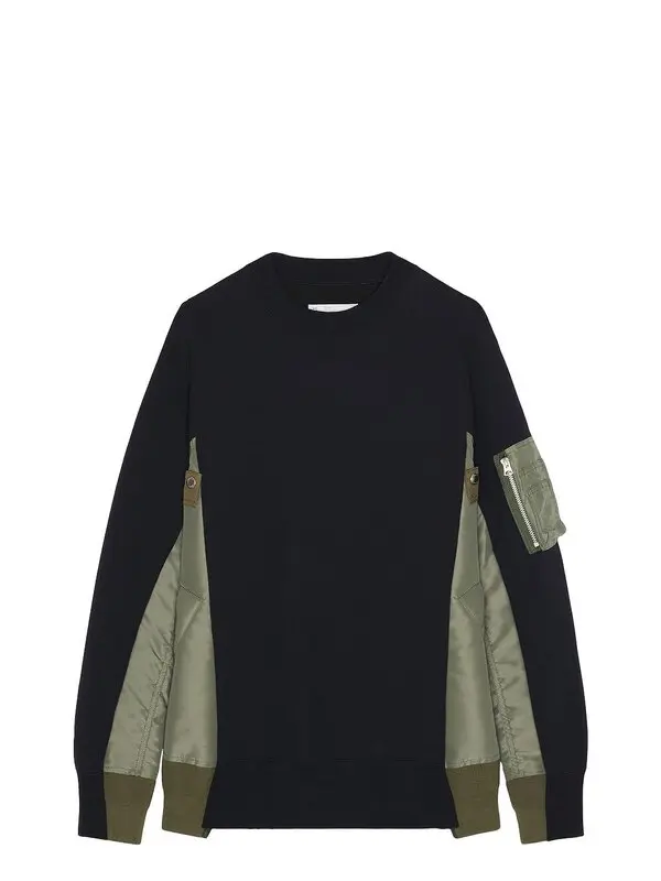 Sacai Sponge Sweat Pullover In Blue - Navy & Khaki
