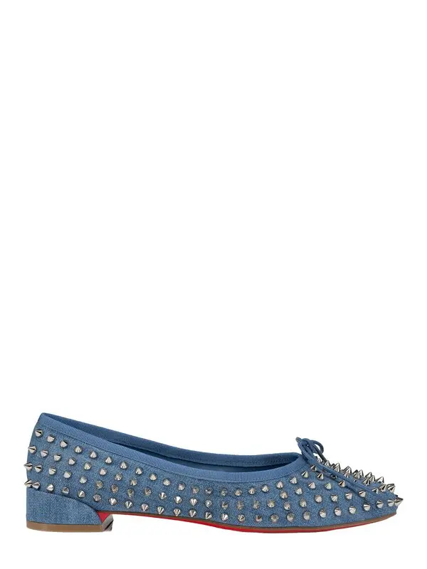 CHRISTIAN LOUBOUTIN Sweetie Jane Studded Denim Flats - Blue