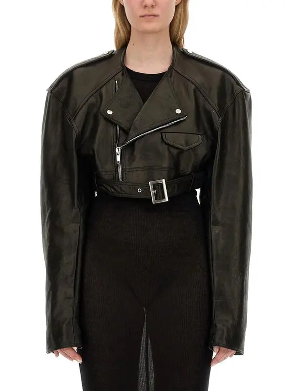 Rick Owens Cropped Biker Jacket - Black