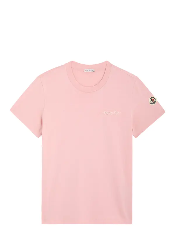 Moncler Logo Cotton T-shirt - Pink
