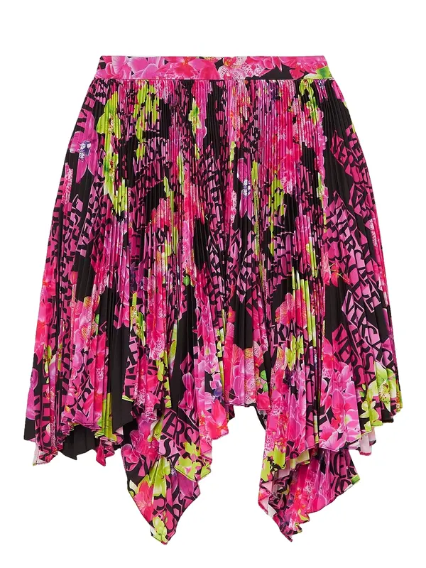 Versace Asymmetric Printed Mini Skirt - Fuchsia