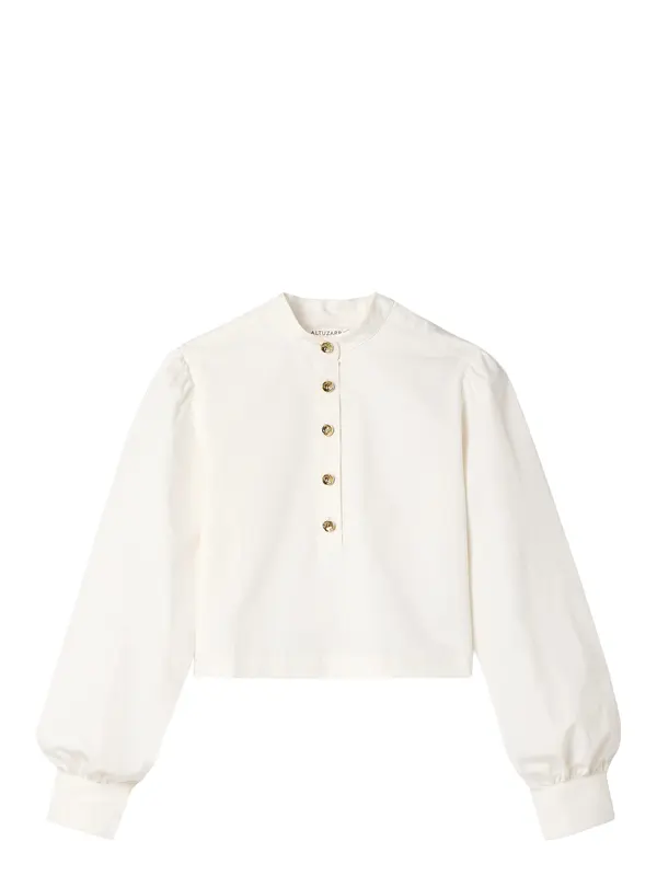 Altuzarra Margot Cropped Cotton-blend Poplin Top - White