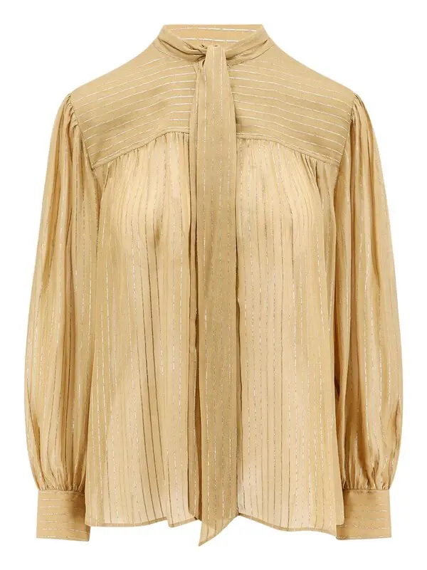 Chloé Silk Shirt With Lurex - Beige