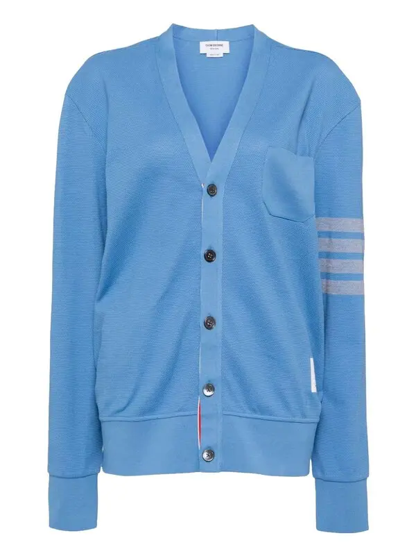 Thom Browne Stripe-detailing Cotton Cardigan - Blue