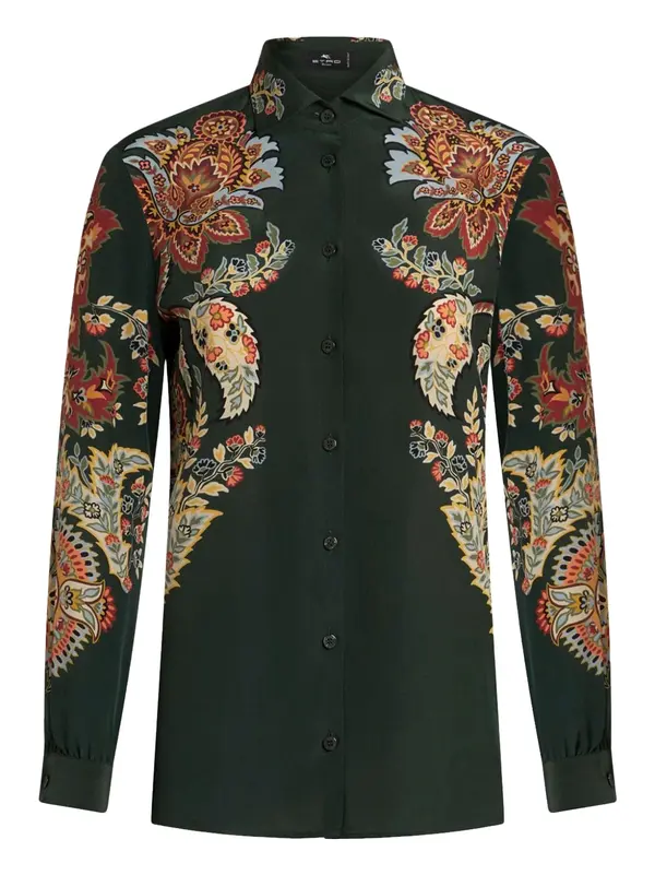 Etro Paisley-print Silk Shirt - Green
