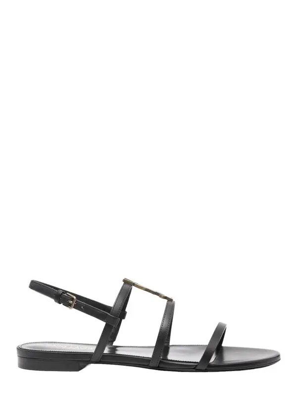 Saint Laurent Cassandra Flat Sandals - Black