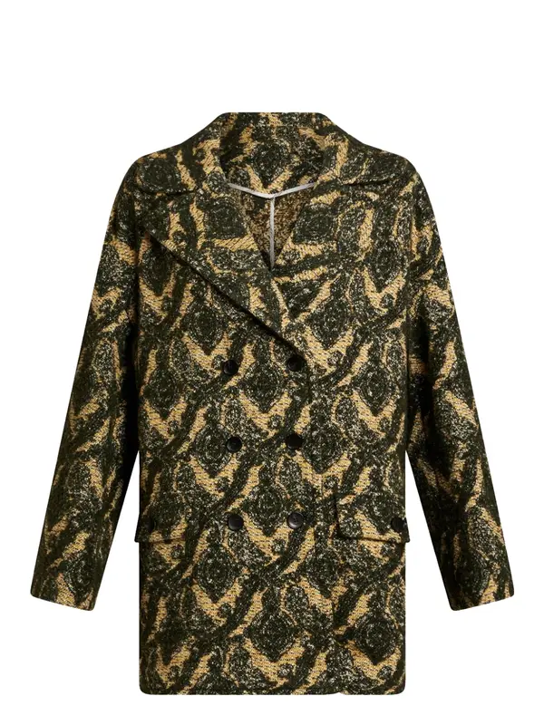Etro Jacquard Double-breasted Coat - Green