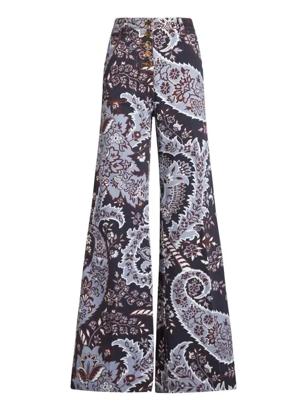 Etro Paisley-print Flared Jeans - Blue