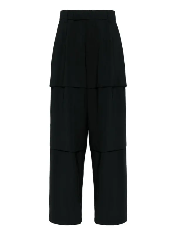 SONGZIO Wide-leg Wool Trousers - Black