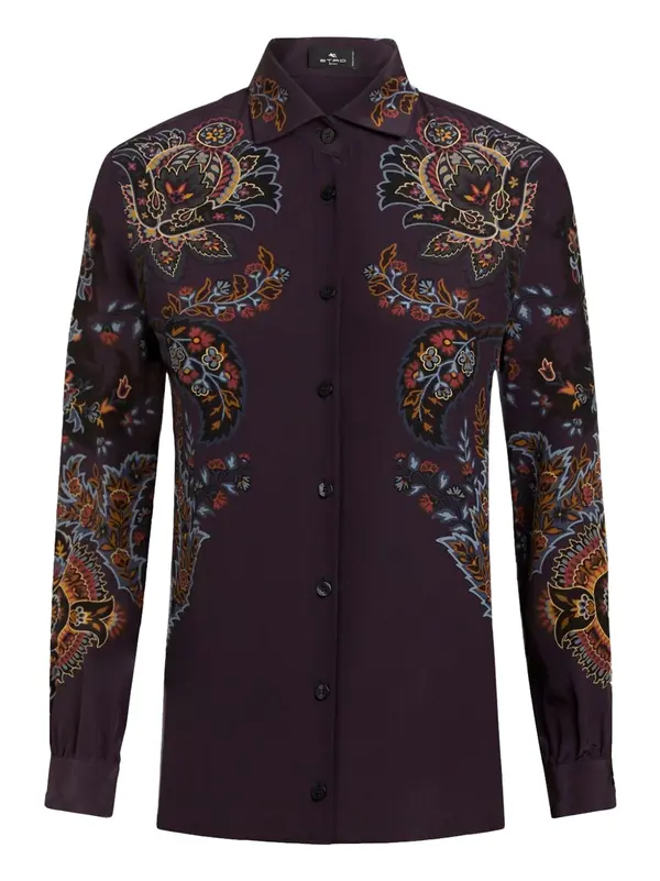 Etro Paisley-print Silk Shirt - Purple