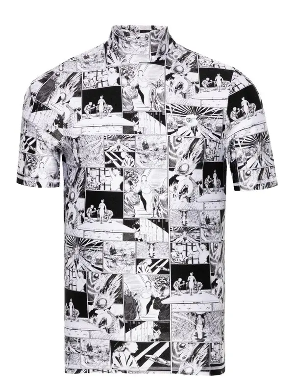 Coperni Funnel-neck Cartoon-print T-shirt - White
