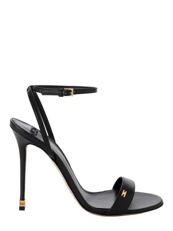 Elisabetta Franchi 100mm Logo-plaque Leather Sandals - Black