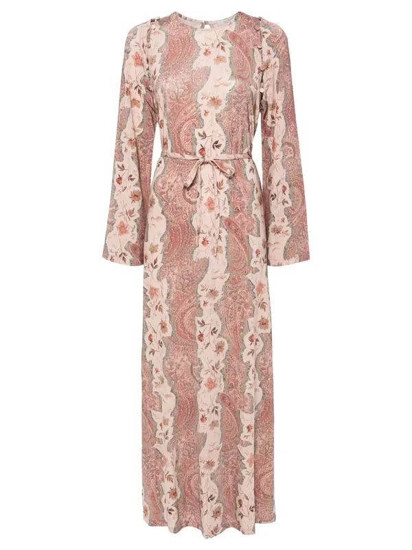 ALLSAINTS Susannah Cascade Belted Maxi Dress - Pink