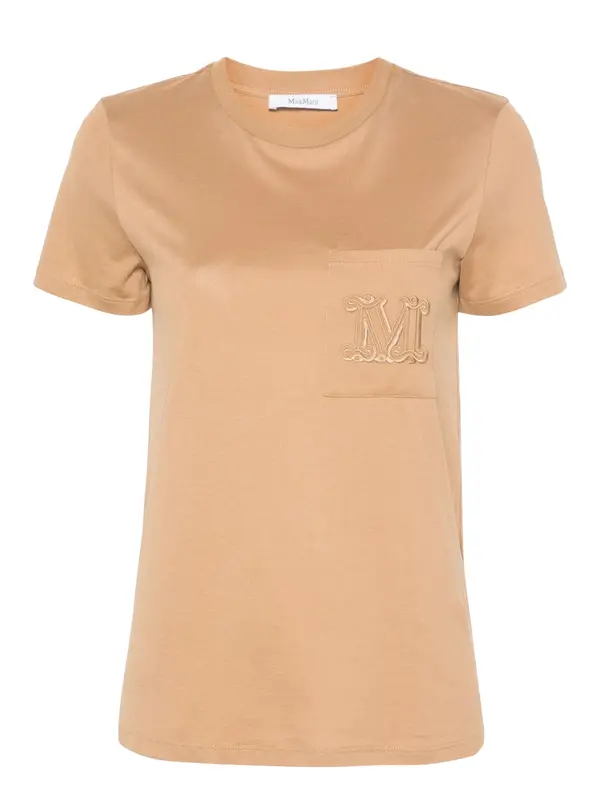 Max Mara Papaia Logo-embroidered T-shirt - Neutrals