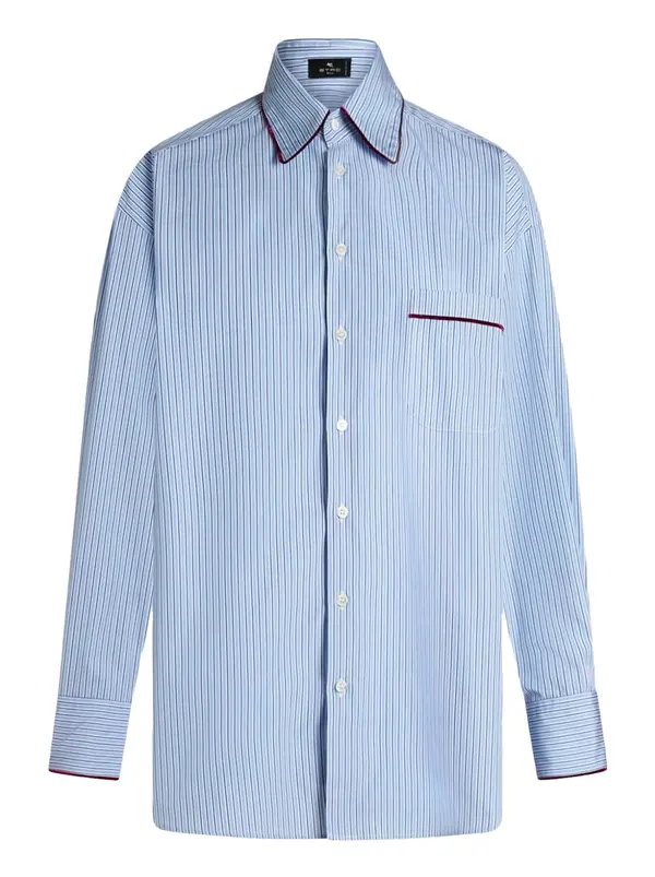 Etro Striped Cotton Poplin Shirt - Blue