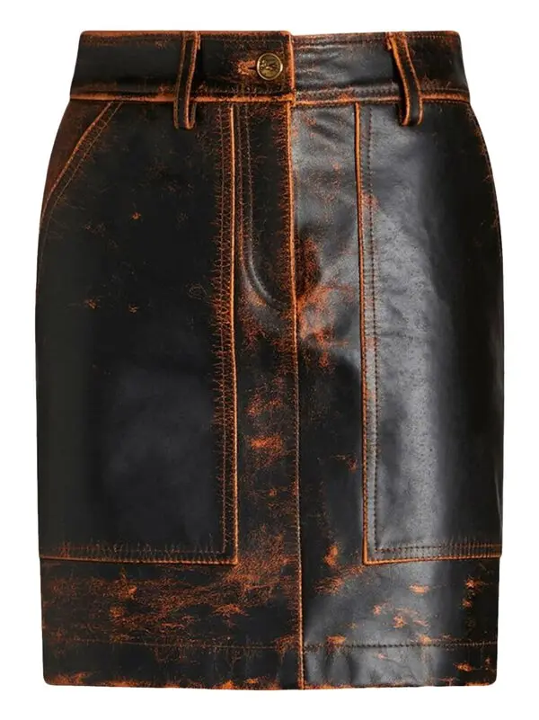 Etro Distressed-finish Mini Skirt - Brown