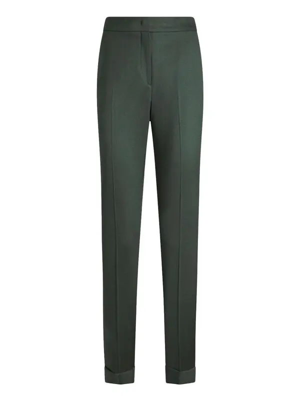 Etro Cropped Wool Trousers - Green