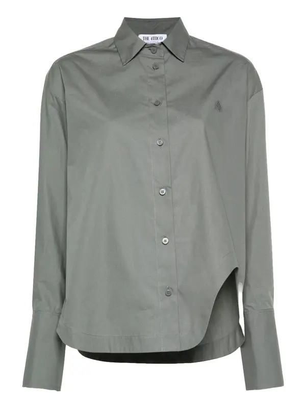Attico Eliza Logo-embroidered Shirt - Grey