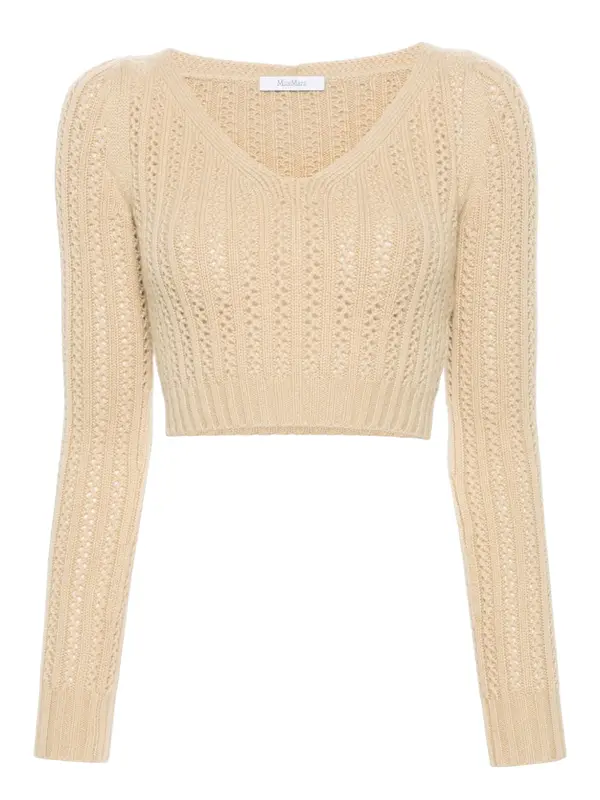 Max Mara Cropped Open-knit Jumper - Brown