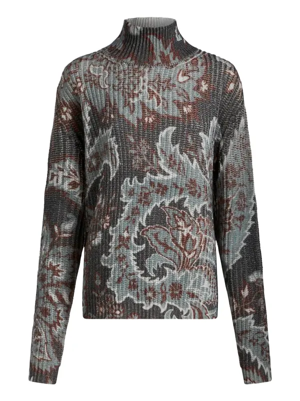 Etro Floral-print Wool Sweater - Blue