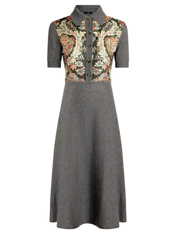 Etro Paisley-print Knitted Midi Dress - Grey