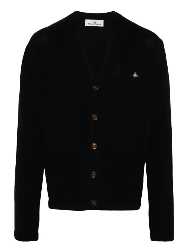 VIVIENNE WESTWOOD V-neck Fine-knit Cardigan - Black