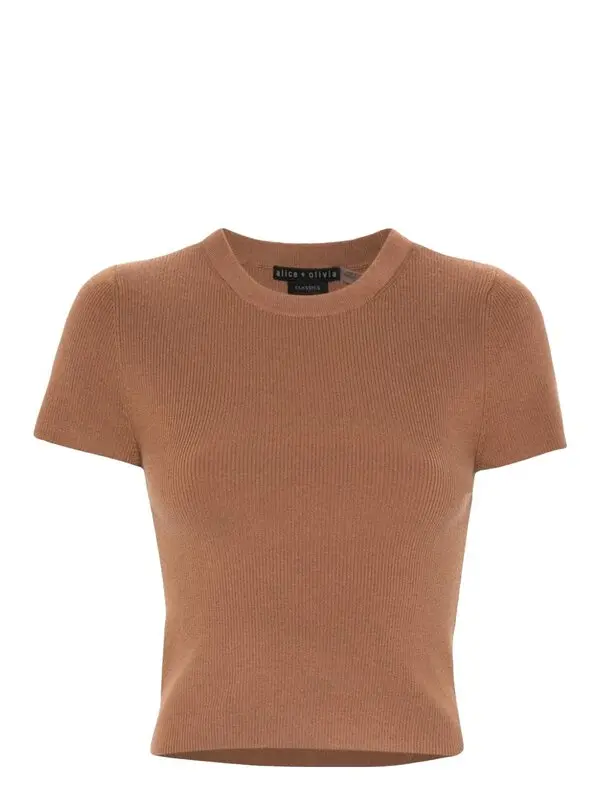 Alice + Olivia Short-sleeve Knitted Top - Brown