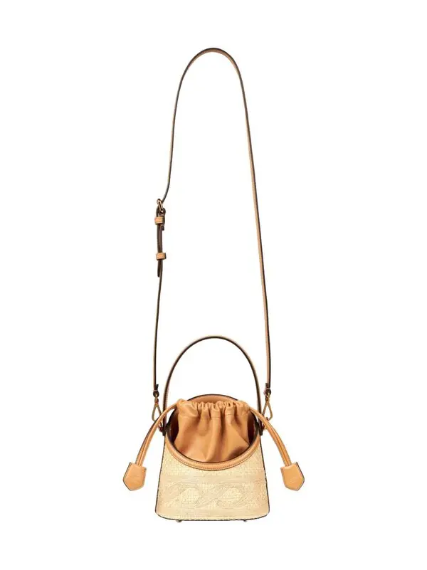 Etro Small Saturno Raffia Bucket Bag - Neutrals