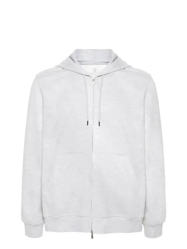 Brunello Cucinelli Mélange-effect Zipped Hoodie - Grey
