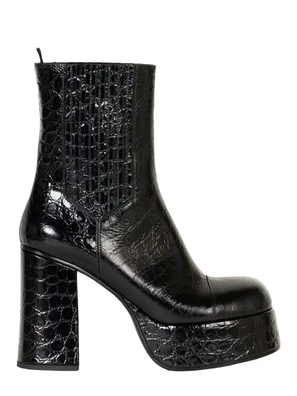 Etro Embossed-leather Platform Ankle Boots - Black