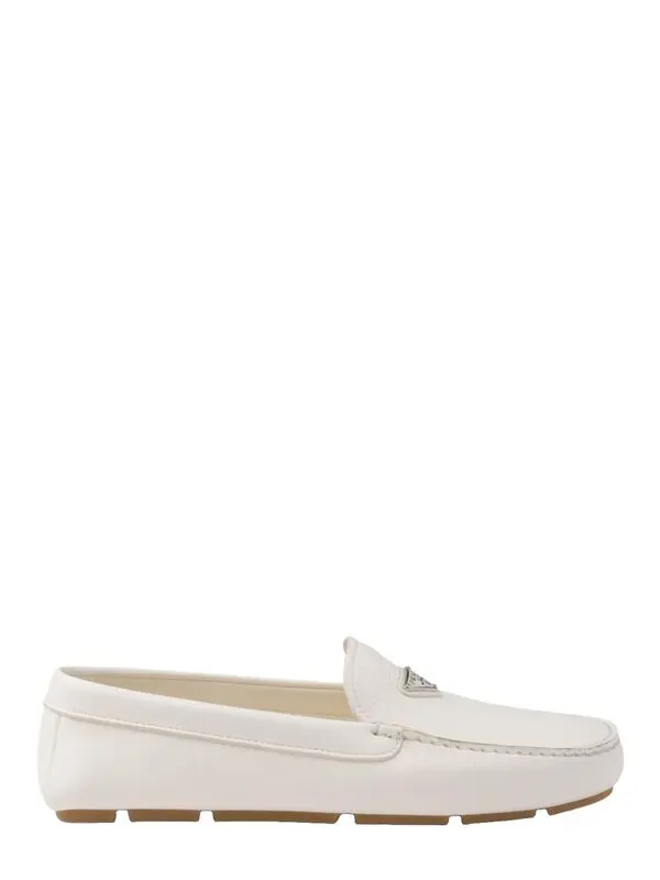 Prada Triangle-logo Leather Loafers - White