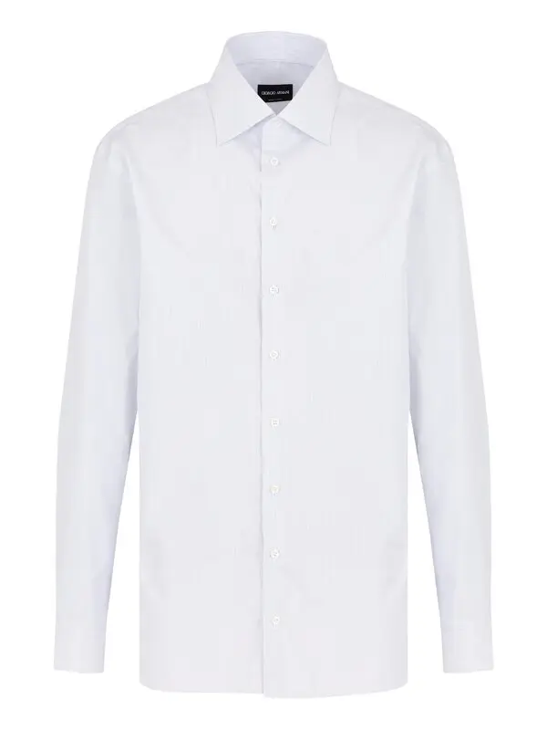 Giorgio Armani Regular-fit Shirt In Luxury Cotton With A Micro-pattern - White