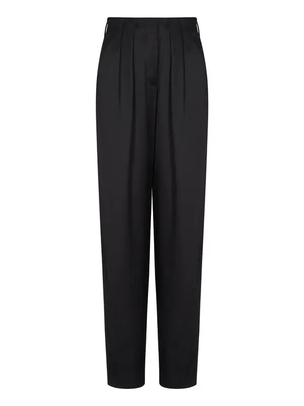 Giorgio Armani Double-sided Silk-satin Two-pleat Trousers - Black