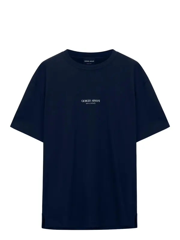 Giorgio Armani Cotton Interlock Crew-neck T-shirt - Blue