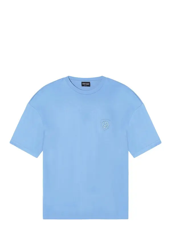 Giorgio Armani Cotton Interlock Crew-neck T-shirt - Light Blue