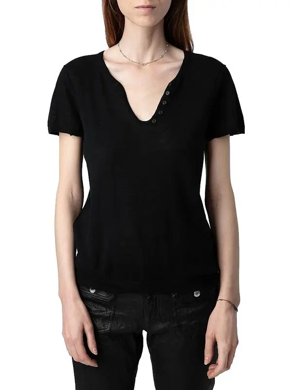 Zadig&Voltaire Celsy Cashmere Henley Sweater - Noir