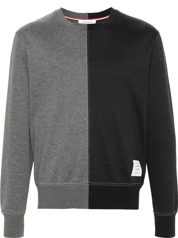Thom Browne Colour-block Cotton Jumper - Grey