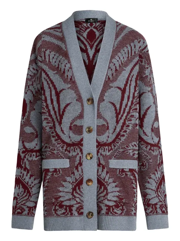Etro Floral Jacquard-knitted Cardigan - Blue