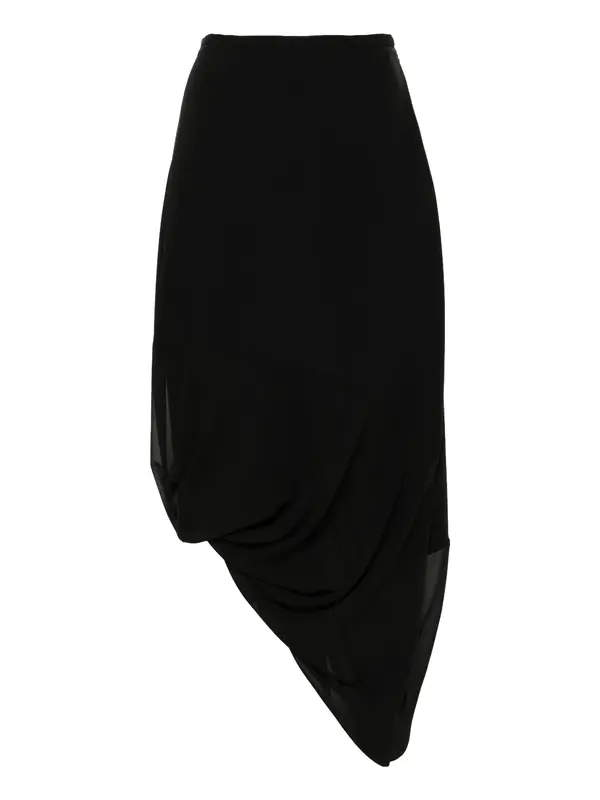MAISON MARGIELA Asymmetric Draped Midi Skirt - Black