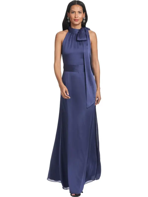Sachin & Babi Kayla Crinkle Georgette Gown - Deep Cobalt