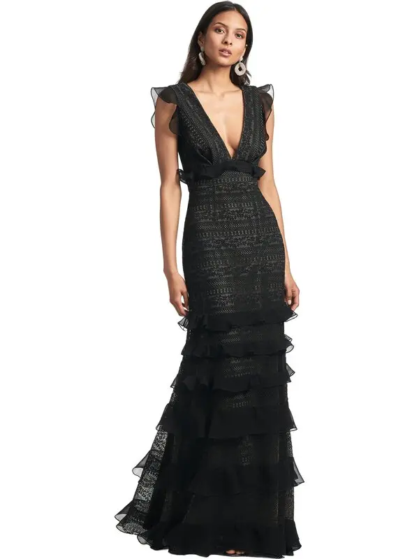 Sachin & Babi Serafina Lace Gown - Black