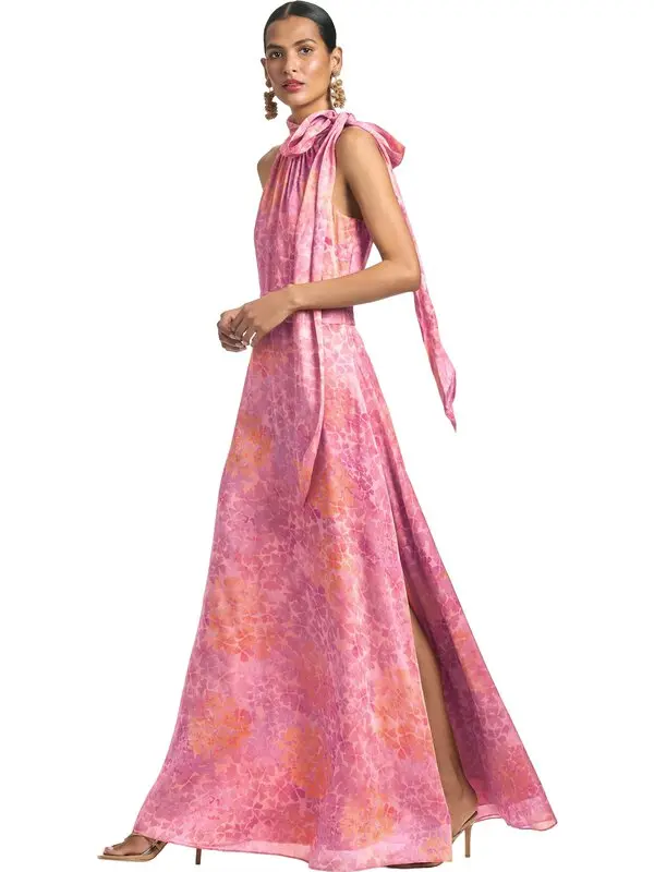 Sachin & Babi Kayla Printed Georgette Gown - Pastel Sunset Hydrangea