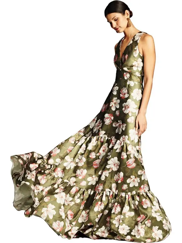 Sachin & Babi Rori Printed Gown - Moss Magnolia
