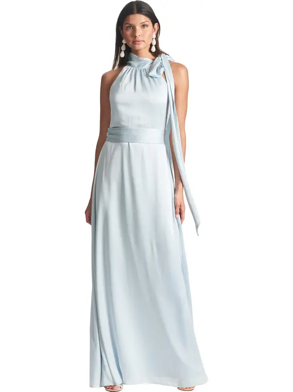 Sachin & Babi Kayla Crinkle Georgette Gown - Ice Blue