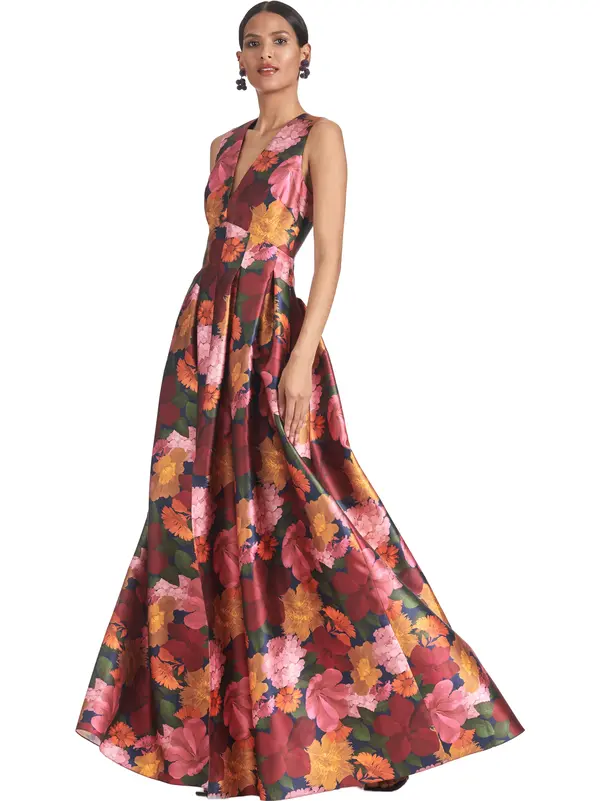 Sachin & Babi Printed Mikado Brooke Gown - Bella Bouquet