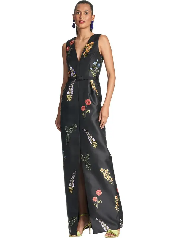 Sachin & Babi Marsden Floral Gown - Noir Bouquet