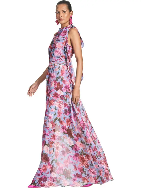 Sachin & Babi Selena Floral Gown - Pink/periwinkle Dahlia
