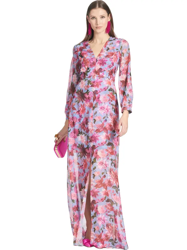 Sachin & Babi Penny Printed Maxi Gown - Pink/periwinkle Dahlia