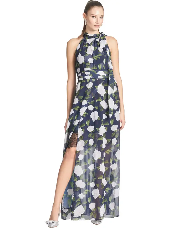 Sachin & Babi Selena Printed Gown - Navy/ivory Moonlit Garden