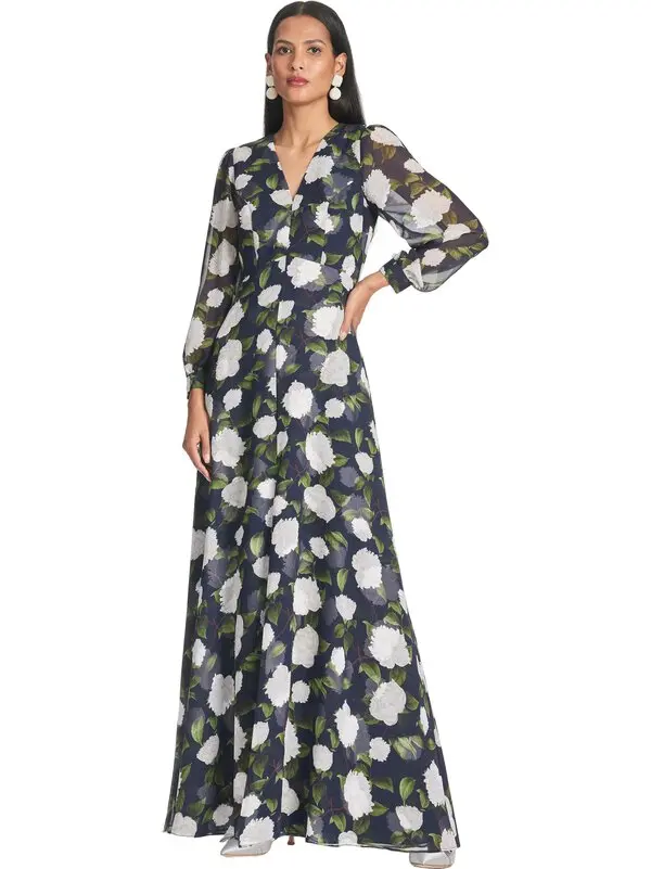 Sachin & Babi Penny Moonlit Garden Maxi Gown - Navy/ivory Moonlit Garden